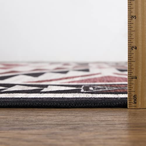 Abani Rectangular Area Rugs - 8' x 10' Beige Red Southwestern Style, Machine Washable, Stain Resistant and Non-Shedding Polypropylene Large Rugs