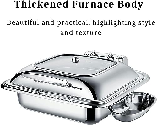 6 L Chafing Dish Set, Stainless Steel Buffet Server Warming Tray with Water Pan & Fuel Holders, for Restaurant Catering Parties Weddings Picnics Food Warmer