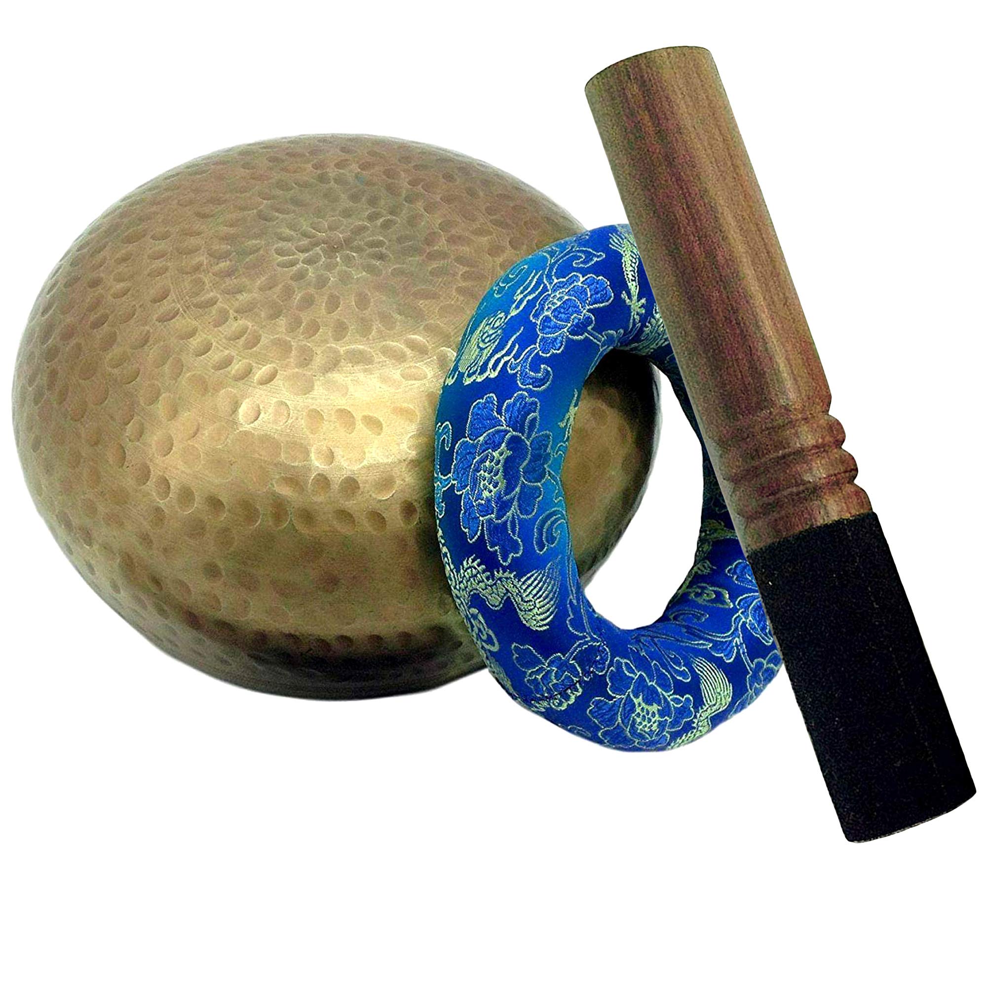 2.2 Pounds Large 5.90 Inches Meditation Grade Professional Quality Hand Hammered Tibetan Singing Bowl Set Yoga Sound Bowl Made with Seven Metals for Healing and Relaxation