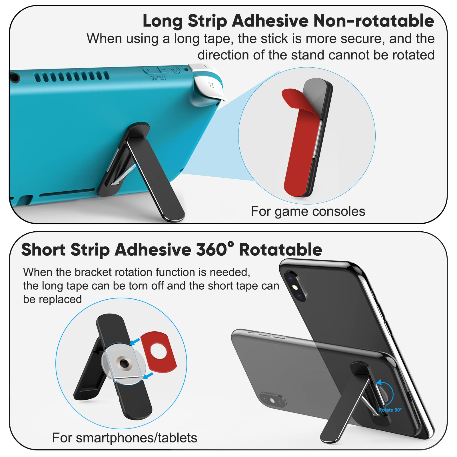 2 Pack Kickstand Stand for Steam Deck/Switch Lite, FYOUNG Mini Adjustable Foldable Universal Kickstand Back Shell Holder Stand for Phone/Tablet/Steam Deck/Switch Lite
