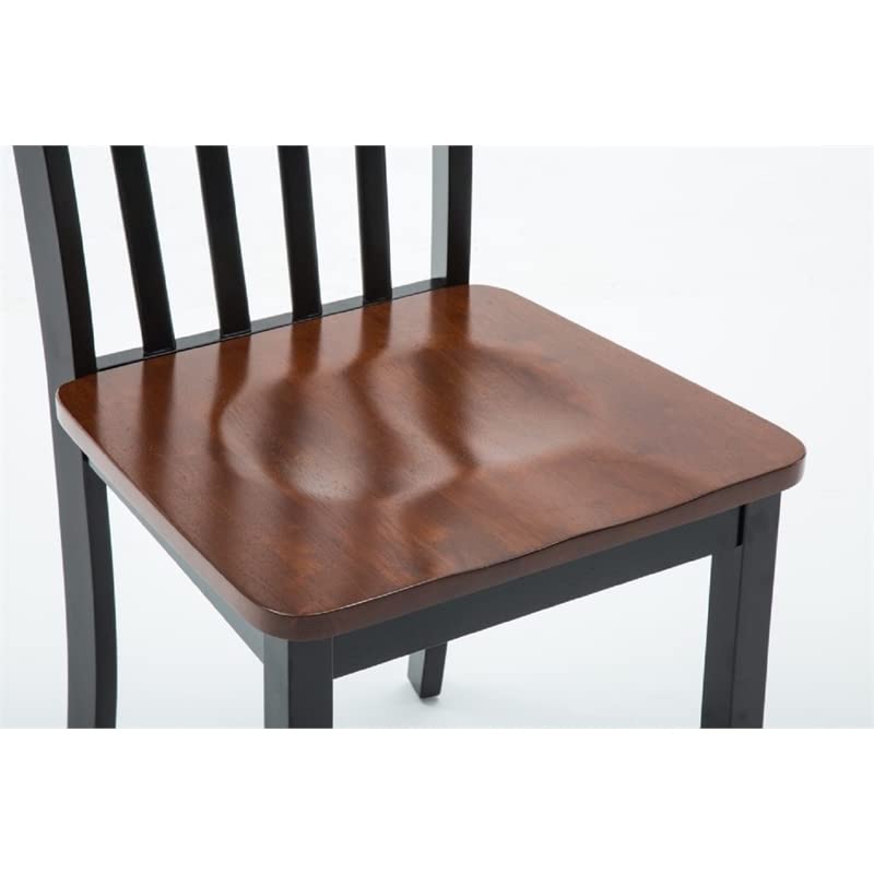 BOWERY HILL 18'' Farmhouse Wood Dining Chair in Black/Cherry (Set of 2)