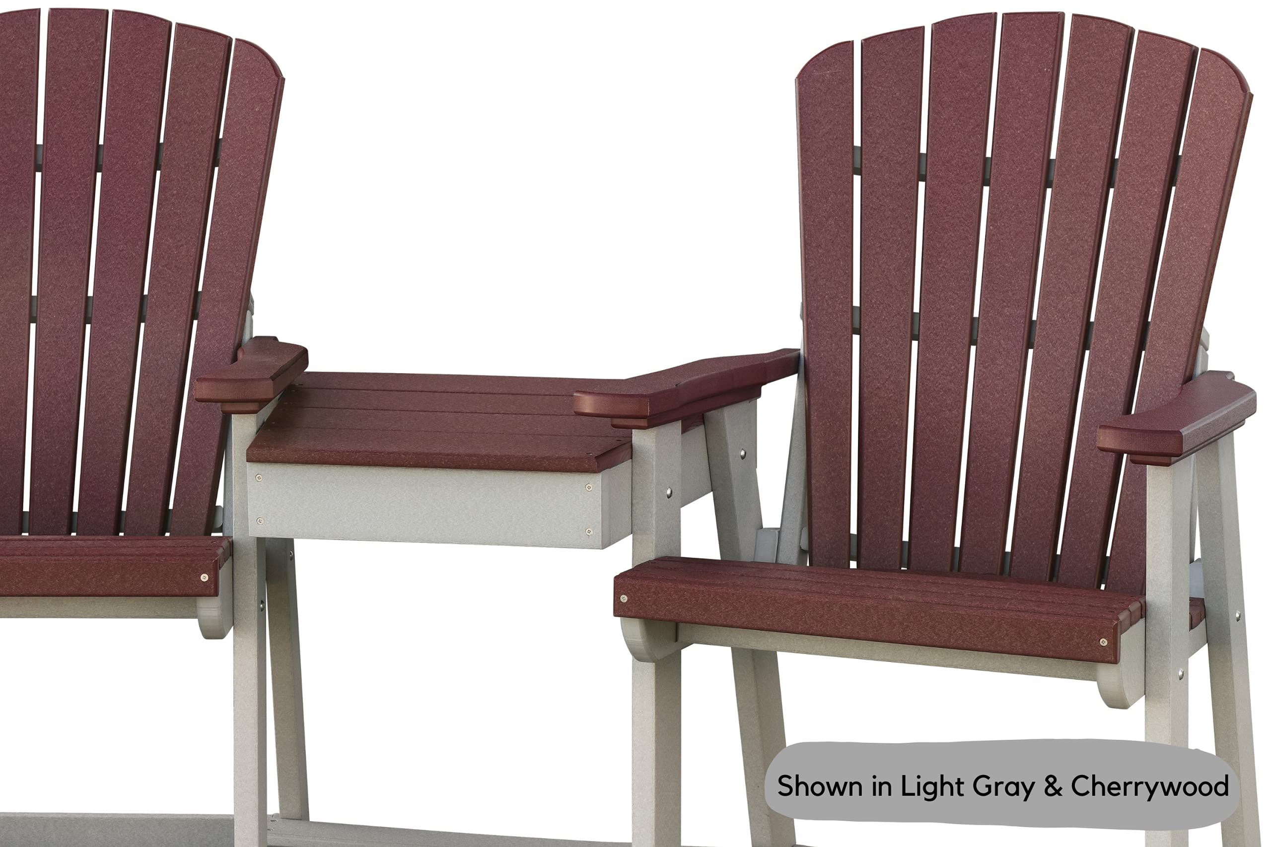 DutchCrafters Plastic Poly Outdoor Bistro Set with 2 Chairs and Attached Center Table, 3 Piece Patio Furniture Set - Amish Made in USA (White & Blue)