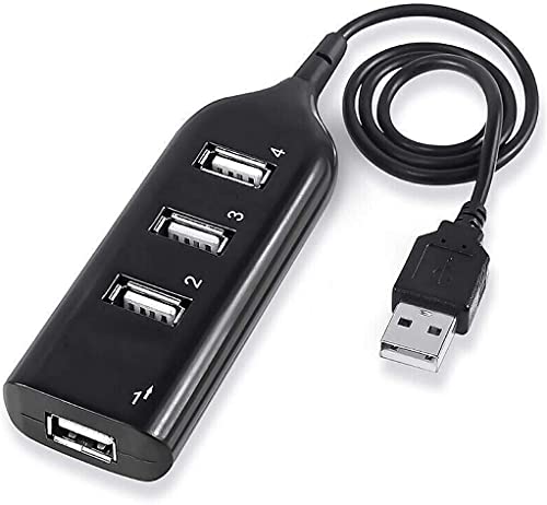 FDBV USB 2.0 Hi-Speed 4-Port Splitter Hub for PC Notebook High Speed Computer (Black)