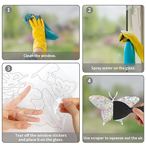 36 Pieces Window Decals for Bird Strikes, Window Clings Prevent Birds from Hitting Windows Suncatcher Stickers(Bird, Butterfly, Feather, Leaf)