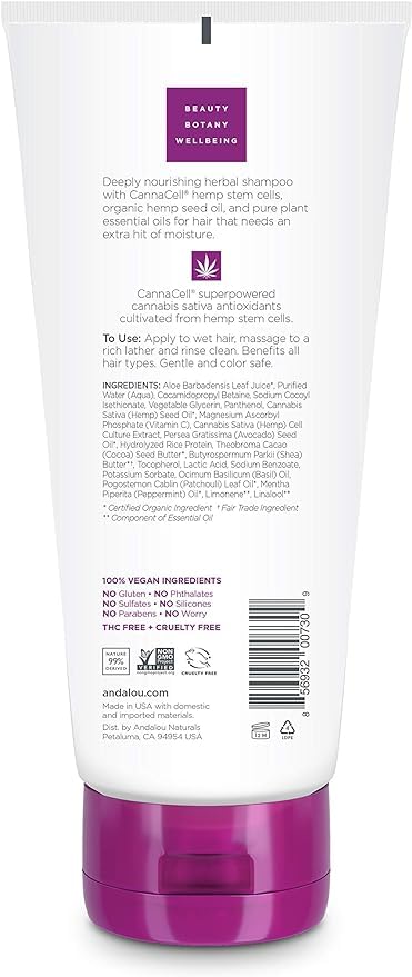 Andalou Naturals CannaCell Herbal Shampoo, Moisture Hit, 8.5 Ounce
