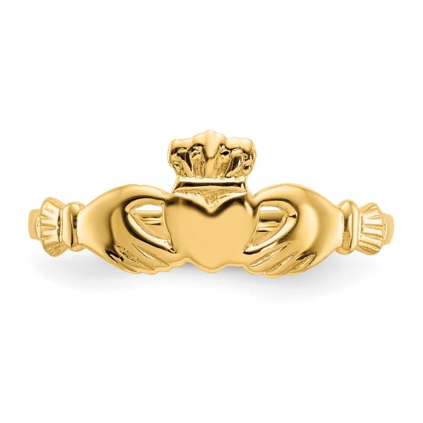 14K Yellow Gold Heart Love Irish Claddagh Celtic Ring Jewelry Size 7.00