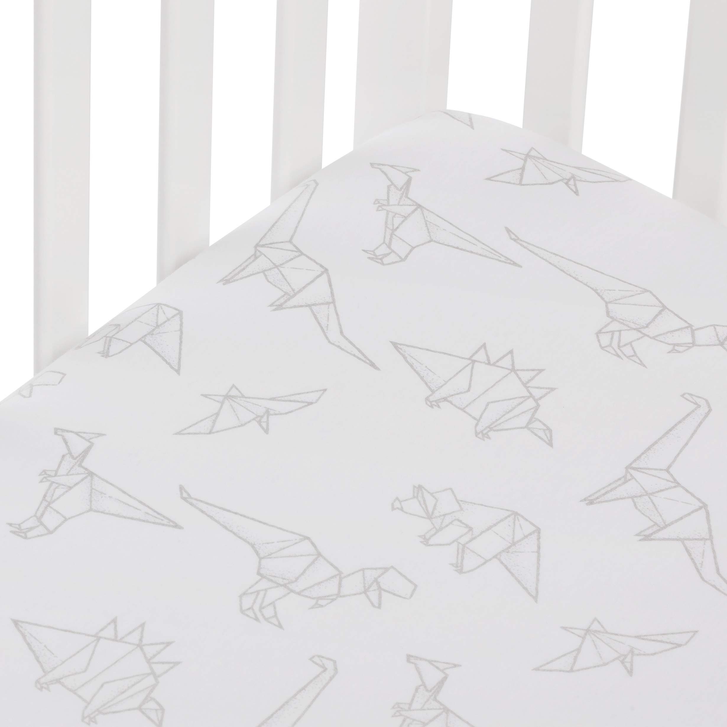 Andi Mae Crib Sheet - Grey Dinosaurs -100% Jersey Cotton - Fits Standard Crib or Toddler Mattresses
