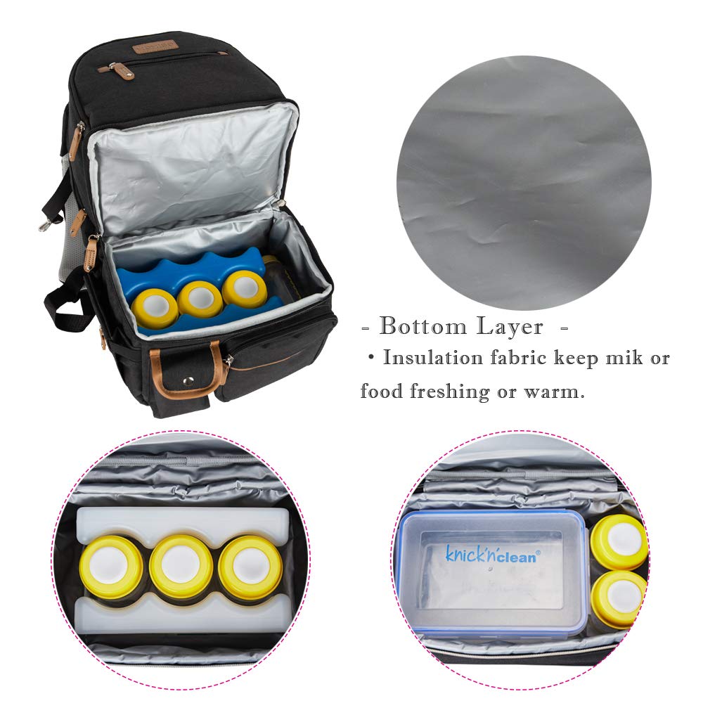 MOMIGO Breast Pump Backpack - Cooler and Moistureproof Bag Double Layer for Mother Outdoor Working Backpack with 13 Inch Laptop Compartment Fit Most Breast Pumps(Black)