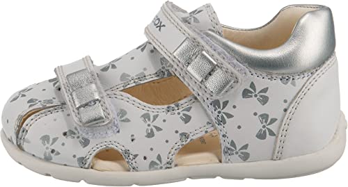Geox Baby Girls Low-Top Trainers First Steps, White Silver, 3 Infant