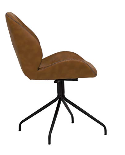 Calico Designs Devonport Swivel Armless, No Casters, Home Office Accent Chair in Black Metal 4-Star Base/Anitque Spotted Copper Faux Leather with Stitch Detail
