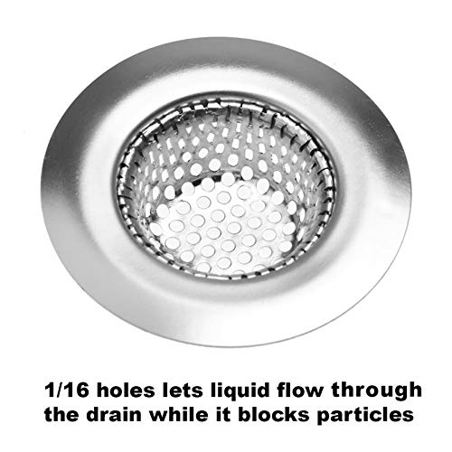 4 Pack - Bathroom Sink Strainers and Stopper Plug Combo - 2.125" Top / 1" Basket, Stainless Steel Strainers and Rubber Plug Stopper for Standard Bathroom Sink, Utility, Slop, Lavatory and RV Sink