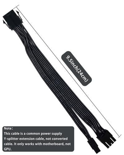 COMeap 8 Pin to 4 Pin CPU Power Adapter, CPU 8 Pin Female to CPU 8 Pin ATX 4 Pin Male Converter Extension Cable for Motherboard 9.5-inch(24cm)