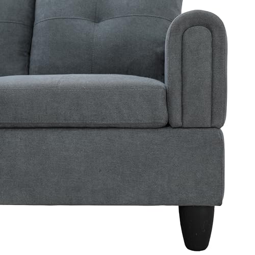 97” W Sectional Sofa with Chaise, Modular Sectional Sofa Set, Flannel Convertible Sectional Couch L Shaped Couch with Chaise, U Shaped Modular Sofa with Storage, Couches for Living Room, Dark Grey
