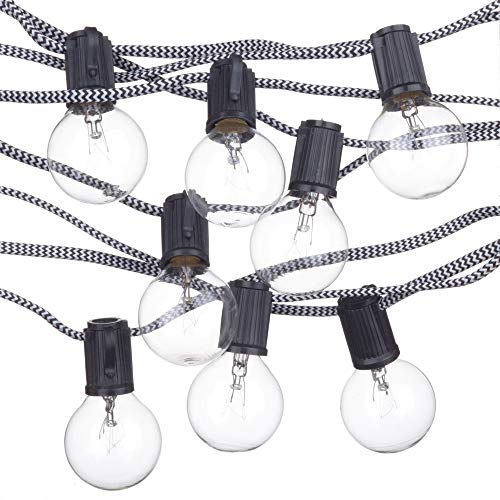 Denver Designer Series 10-Light 10ft Indoor/Outdoor String Light, Black Cord, M/F Plugs, Round Vintage Edison Bulbs Included,67800