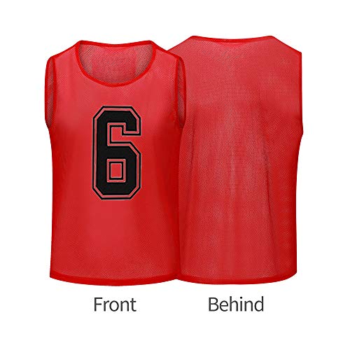 Antoyo Basketball Jersey,Pinnies Adult,Scrimmage Vests for Kids Soccer Training Equipment Red-M