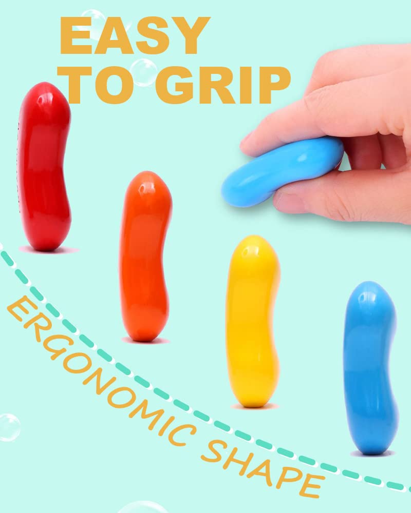 AIERVEN Crayons for Toddlers Palm Grip Jumbo Baby Crayons 24 Colors Washable Non-Toxic Paint Crayons Toys for Kids 3+ (Soap)