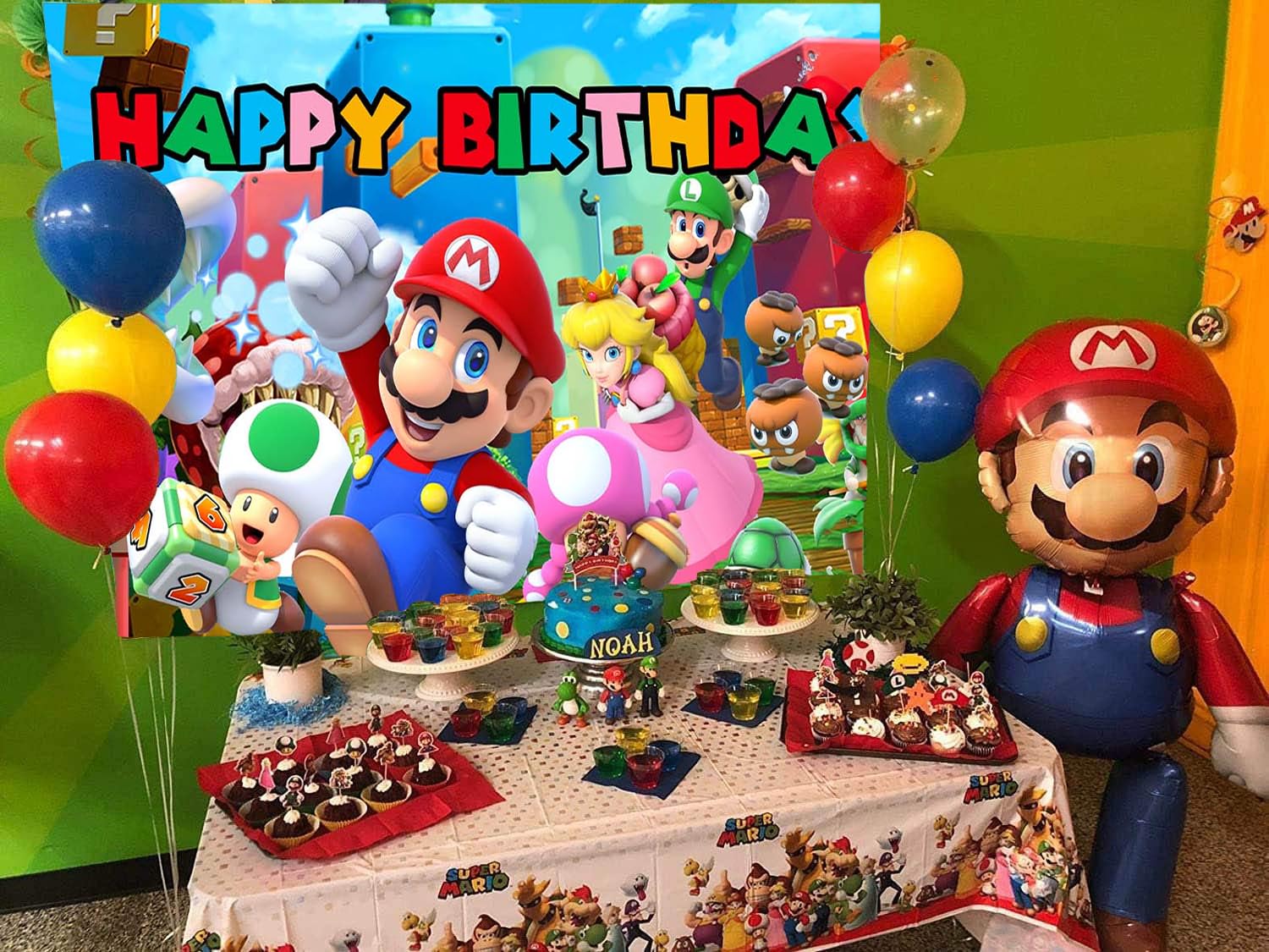 1Pcs Mario Party Decoration Banner Photography Background for Kids Birthday Party Mario Photo Booth Props (4.16X2.3 Ft)
