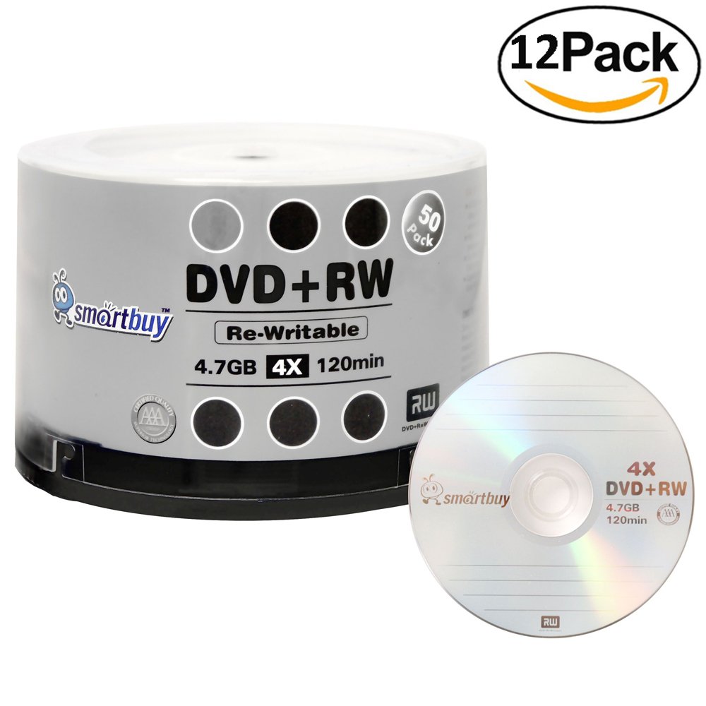 600 Pack Smartbuy Blank DVD+RW 4X 4.7GB 120Min Branded Logo Rewritable DVD Media Disc