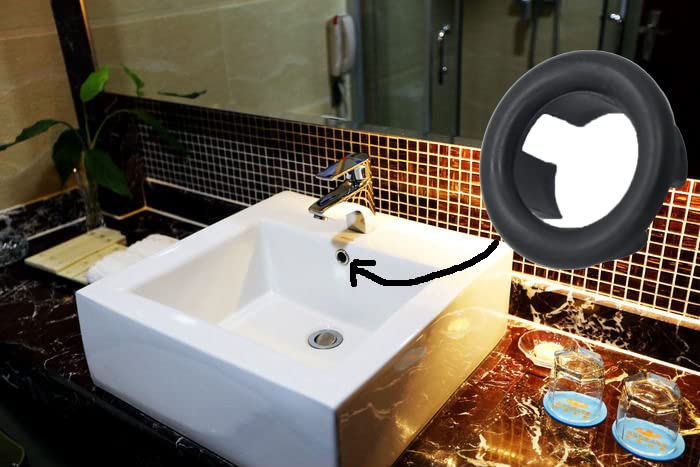 4 Pack Bathroom Basin Sink Round Hole Trim Overflow Cover Rings Hole Insert in Cap Hollow Ring Triangle for Hole Diameter Replacement Ceramic Pots for Home,Sink,Bathroom,Kitchen (black)