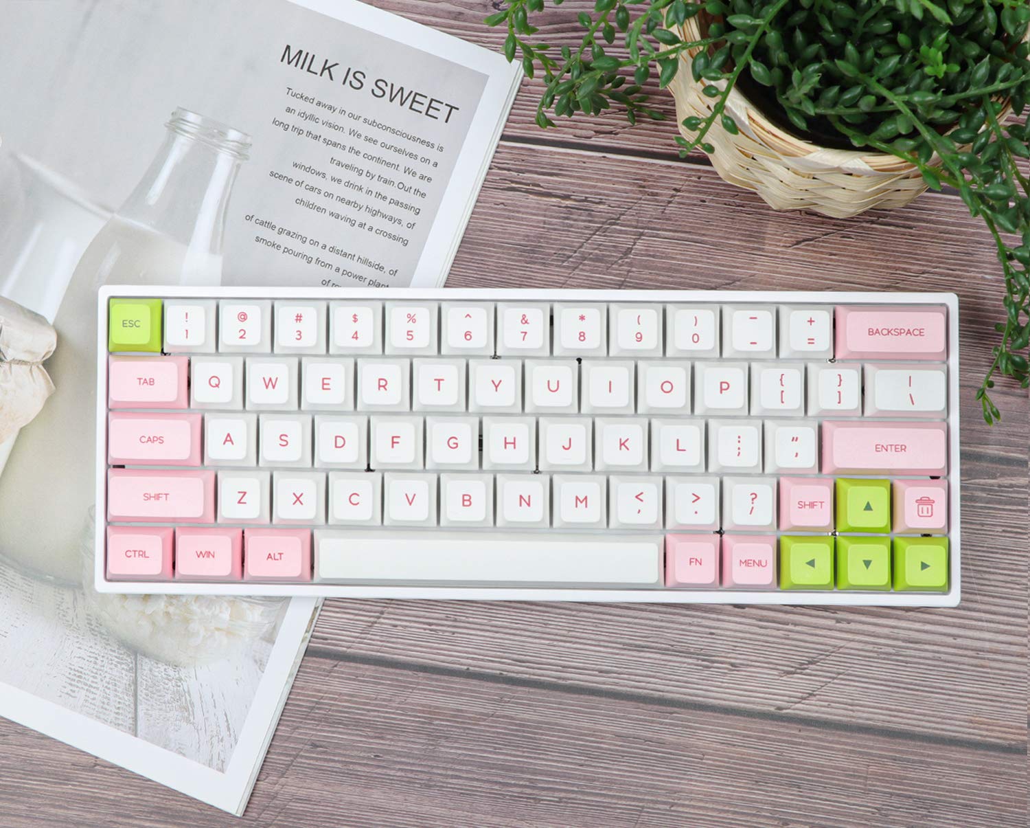 EPOMAKER SK64S Hot Swappable Bluetooth 5.1 Wireless/Wired Mechanical Keyboard with RGB Backlit, PBT Keycaps for Win/Mac/Gaming (Gateron Optical Brown, Pink White)