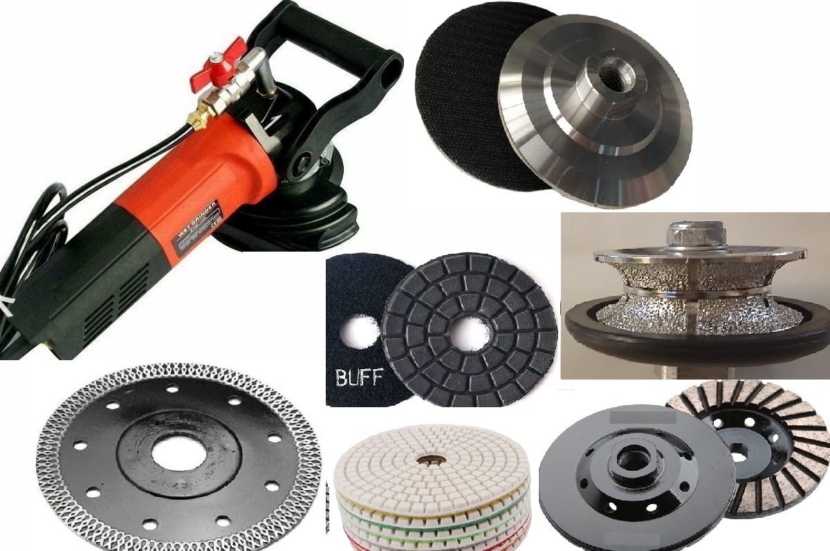2" Full Bullnose V50 Profiler Wet Polisher 5" Diamond Polishing Pad Grinding Cup and ceramic porcelain mesh rim super thin saw blade stone granite marble polsh