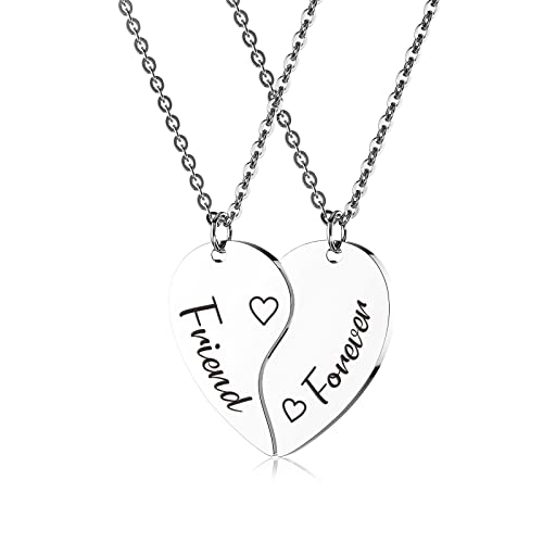 A Pair Friends Forever Puzzle Matching Necklaces,Sister Best friends Necklace Set 2,BFF 2 Gift for Women Teen Girls,Birthday Valentines Graduation Friendship Gifts.