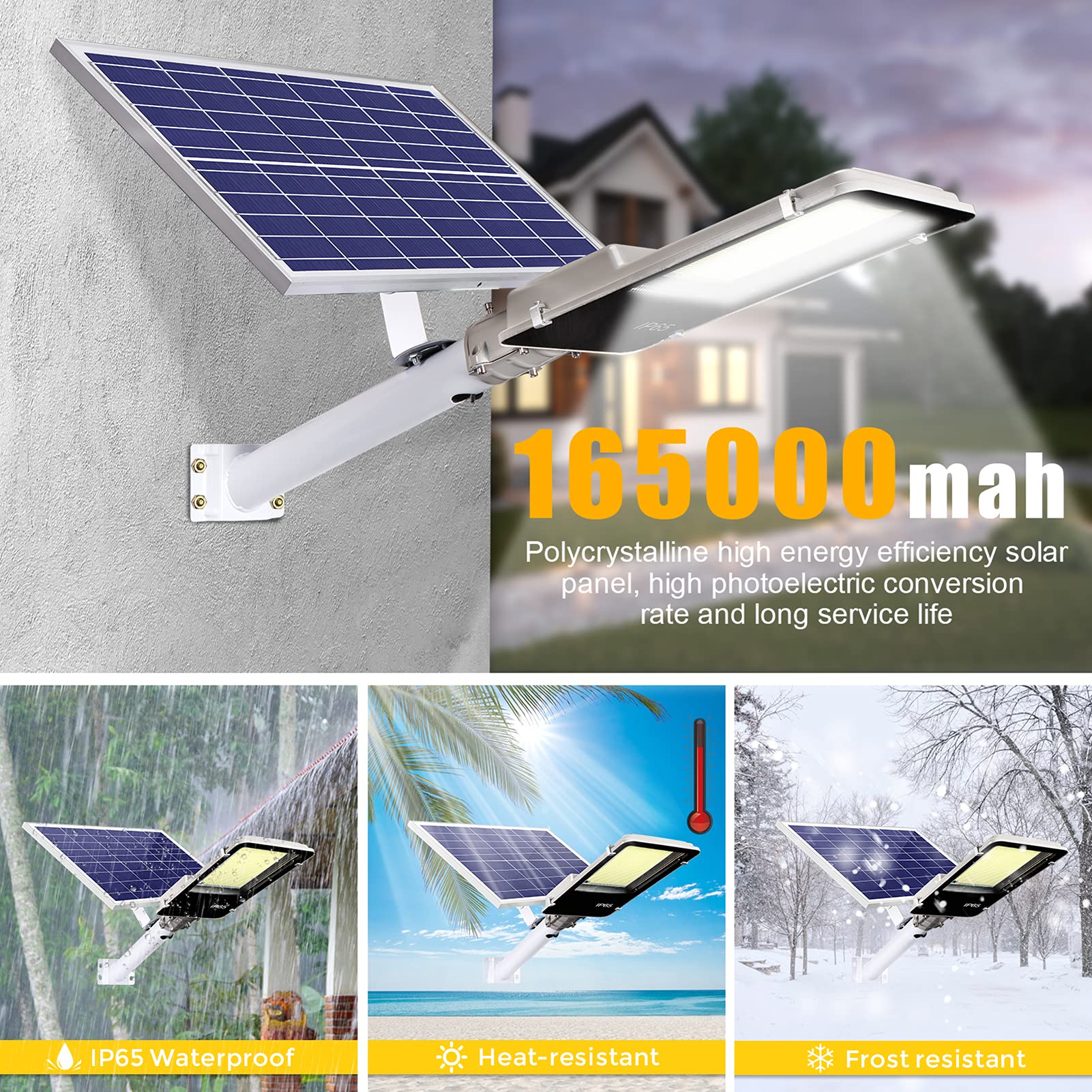 XLB-TYNFD Solar Street Lights 5000W LED Solar Powered Street Light Commercial Outdoor Street Light Dusk to Dawn Solar Light with Remote Control IP67 Waterproof Super Bright Solar Flood Light