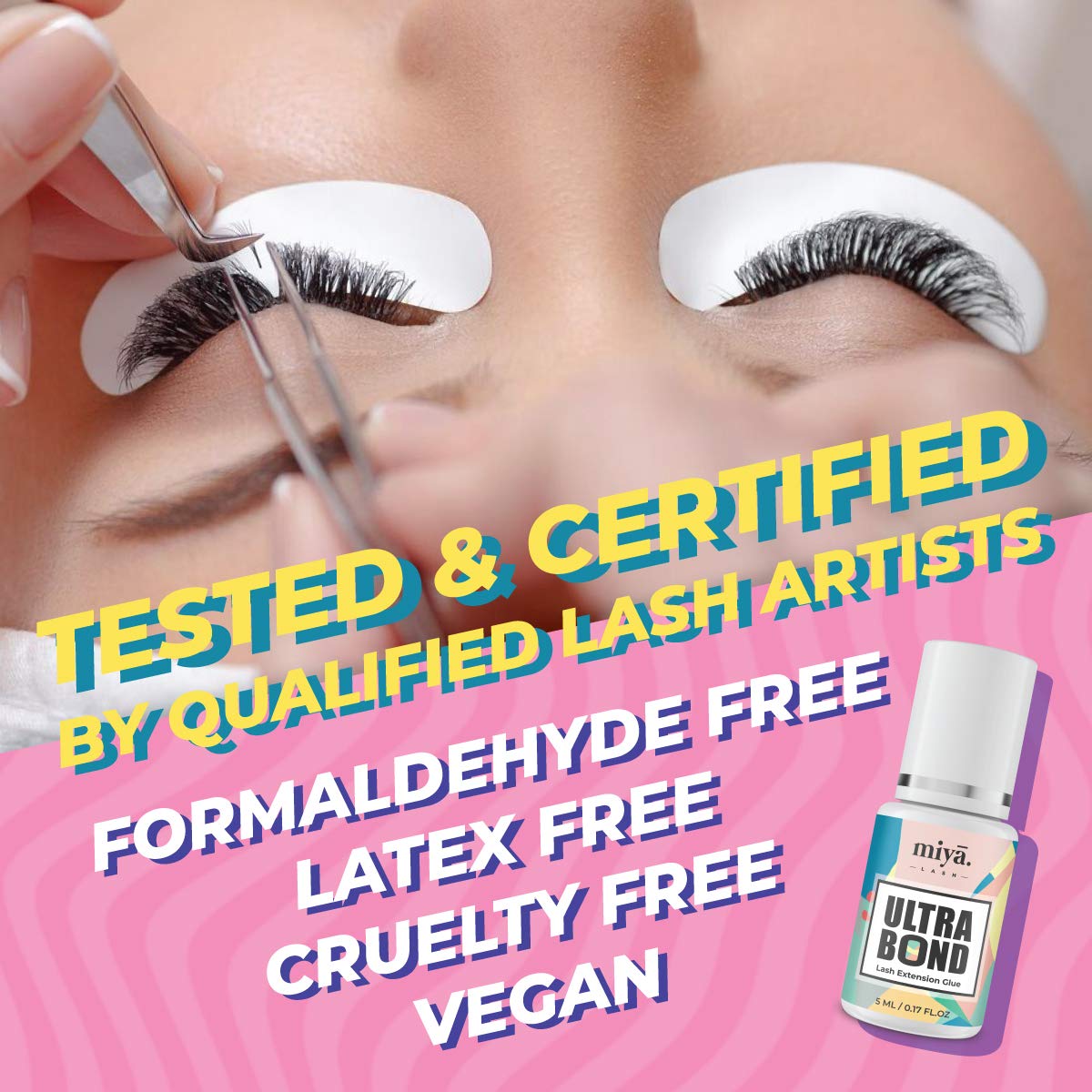MIYA LASH Ultra Bond Eyelash Extension Glue | Professional Use | 8 Weeks Retention | 1-2 Sec Dry Time | Volume & Classic Individual Lash Adhesive | Super Strong Bond Lash Extension Glue 5ml Salon Use