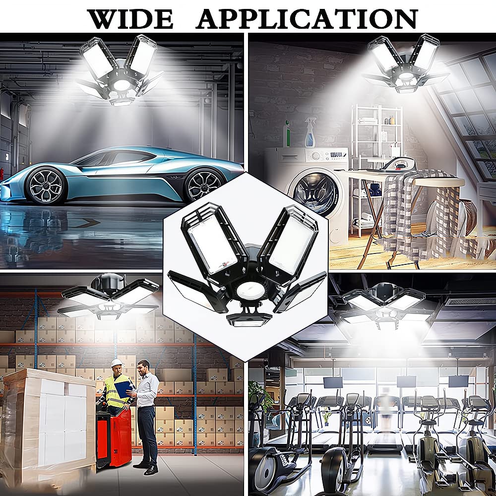 2 Pack Led Garage Lights,160W Garage Light Ceiling Fixture-16000Lm Daylight Garage Lighting 5+1 Deformable Ultra Bright Panel Lamp Led Light Bulb Led Shop Light Work Lights for Garage, Workshop