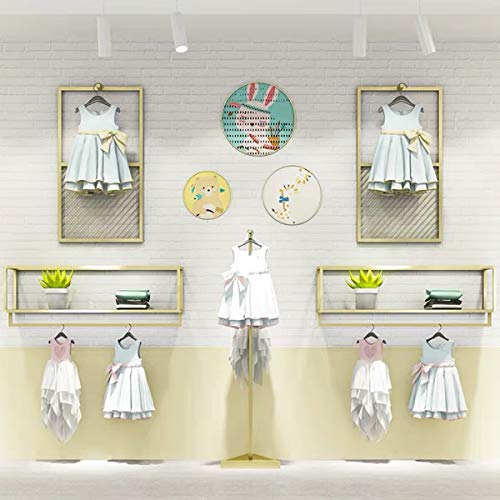 MDEPYCO Creative Square Display Garment Racks in Boutique Clothing Stores, Wall-Mounted Hanging Clothes Shelf in Home, Towel Racks for Bathroom Storage Shelves (Gold, 31.5" L)