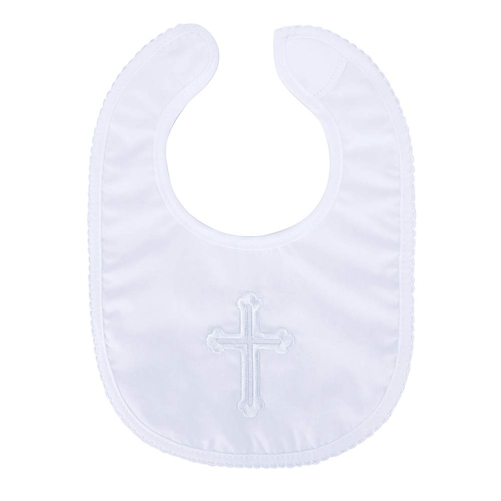 Baby Boys' Premium Soft Sole Cross Christening Baptism Slipper Shoes with Embroidered Cross Bib, 2 Pack 6-12 Months