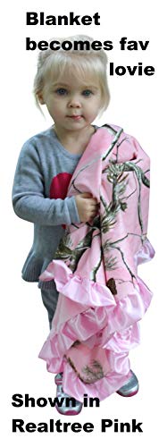 Mossy Oak BU Pink Hunting Camo Baby Blanket, Super Soft Carstens Microfur Back and Satin, Bow, Newborn Pink Camouflage Gift Blanket