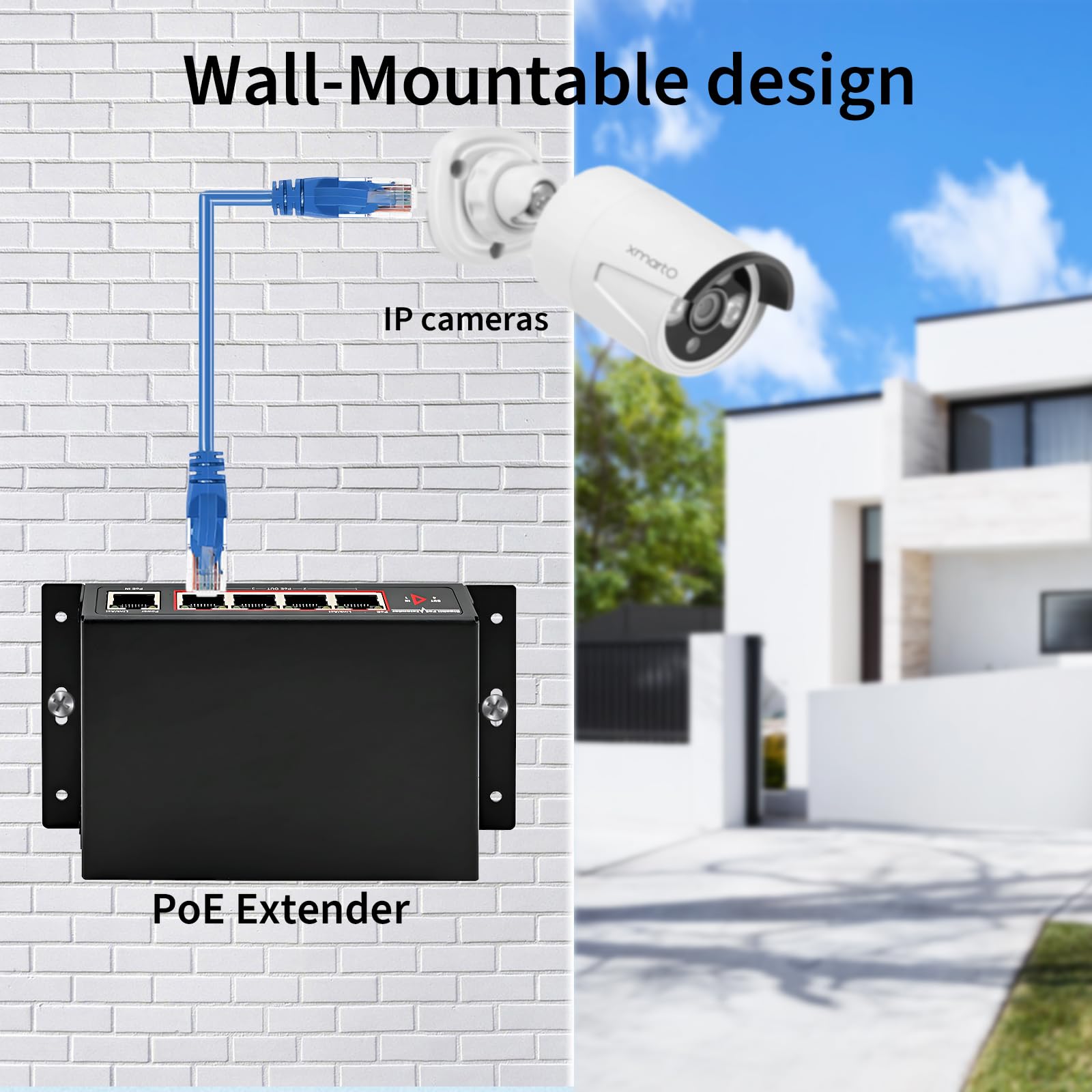 60W 4-Port Gigabit PoE Switch/Extender PoE Splitter Repeater, 10/100/1000Mbps, Supports IEEE 802.3af/at for Ethernet Extension, 6KV Lightning Protection, by CENTROPOWER