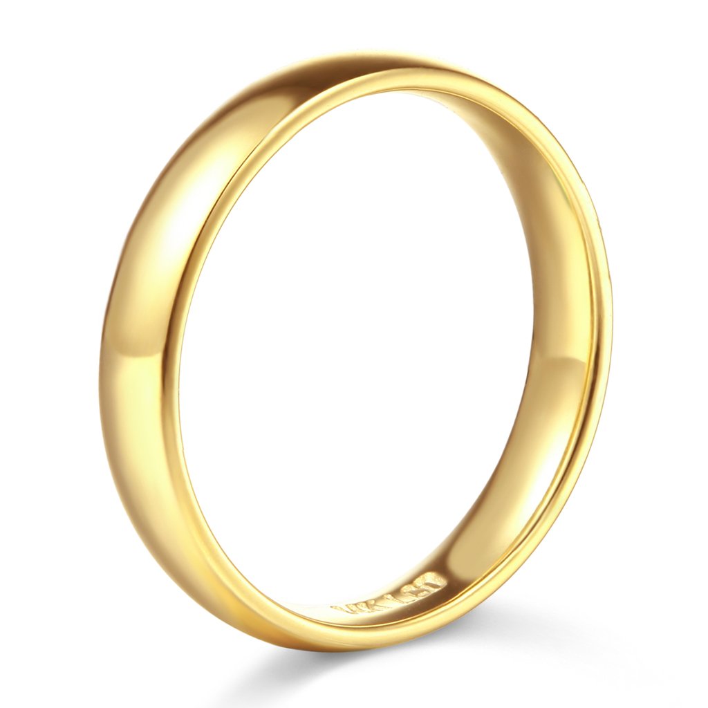 14k Yellow Gold 4mm Plain Wedding Band - Size 4