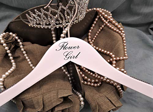 NAHANCO FG20114 Bridal Hanger, White Wood Hanger with Black Imprint (Flower Girl), 14” (1 Piece)