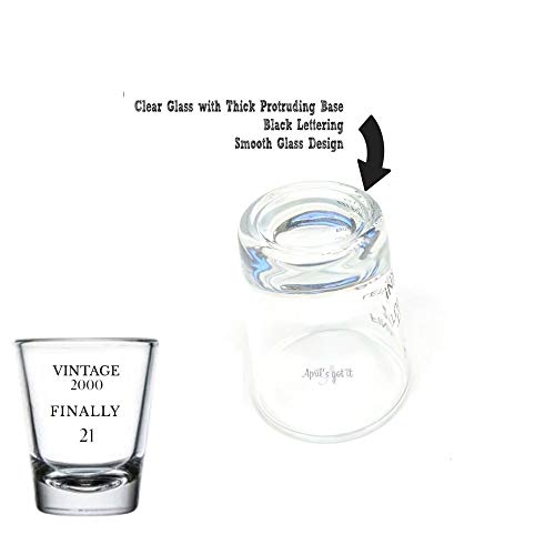 21st Birthday Shot Glass -21st Birthday Gifts- Finally 21 (2000)- 21st Birthday Compliments Birthday Decorations