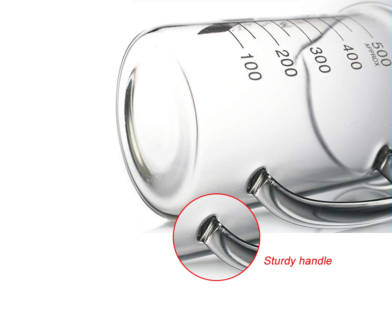 DS. DISTINCTIVE STYLE Chemistry Glass Beaker with Handle 500 Milliliters Lab Beaker Borosilicate Glass Measuring Cup for Laboratory