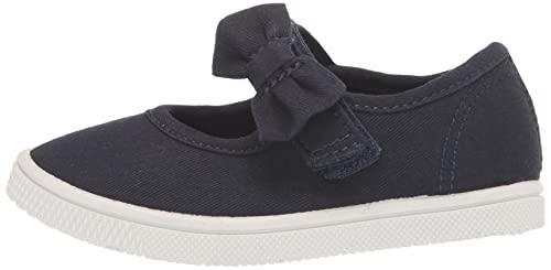 The Children's Place,baby-girls,Slip on Sneakers,Uniform Bow Strap Canvas Sneakers,Navy,10 Toddler