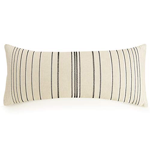 Ayesha Curry Natural Instincts Double Cloth Decorative Pillow, Stripe 12 x 26 in, Linen