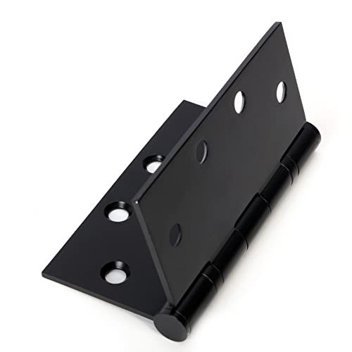 6-Pack 4.5 X 4.5" inch Black Heavy Duty Commercial Door Hinge Thickened, Silent Plain Steel Ball Bearing Door Hinges, Thickness 3 mm Stainless Steel Square Corners with 48 Screws