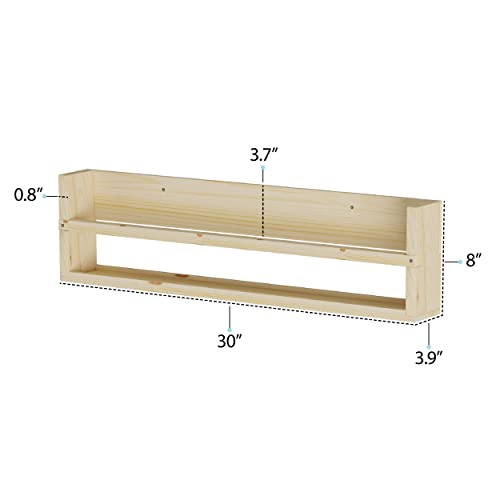 brightmaison Polynez 30" Floating Shelves for Wall & Nursery Book Shelves, Kids Bookshelf for Wall Multiuse Wall Shelf Set of 2 Unfinished Floating ShelfUnfinished