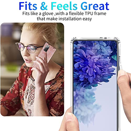 J.west for Samsung Galaxy Note 20 Case 6.7 inch,Luxury Saprkle Bling Glitter Leopard Print Design Soft Metallic Slim Protective Phone Cases for Women Girls Clear TPU Bumper Silicone Cover Rose Gold