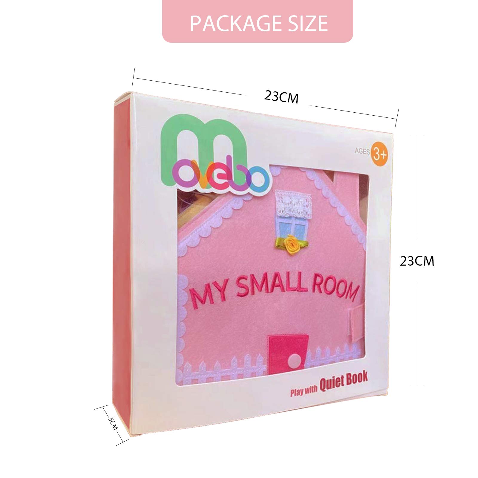 MOVEBO- Quiet Book for Kids - Interactive Felt Busy Book - Montessori Quiet Books for Toddlers - Carry on Travel Quiet Activity Book - Soft Fabric Quiet Books for Children(My Small Room)