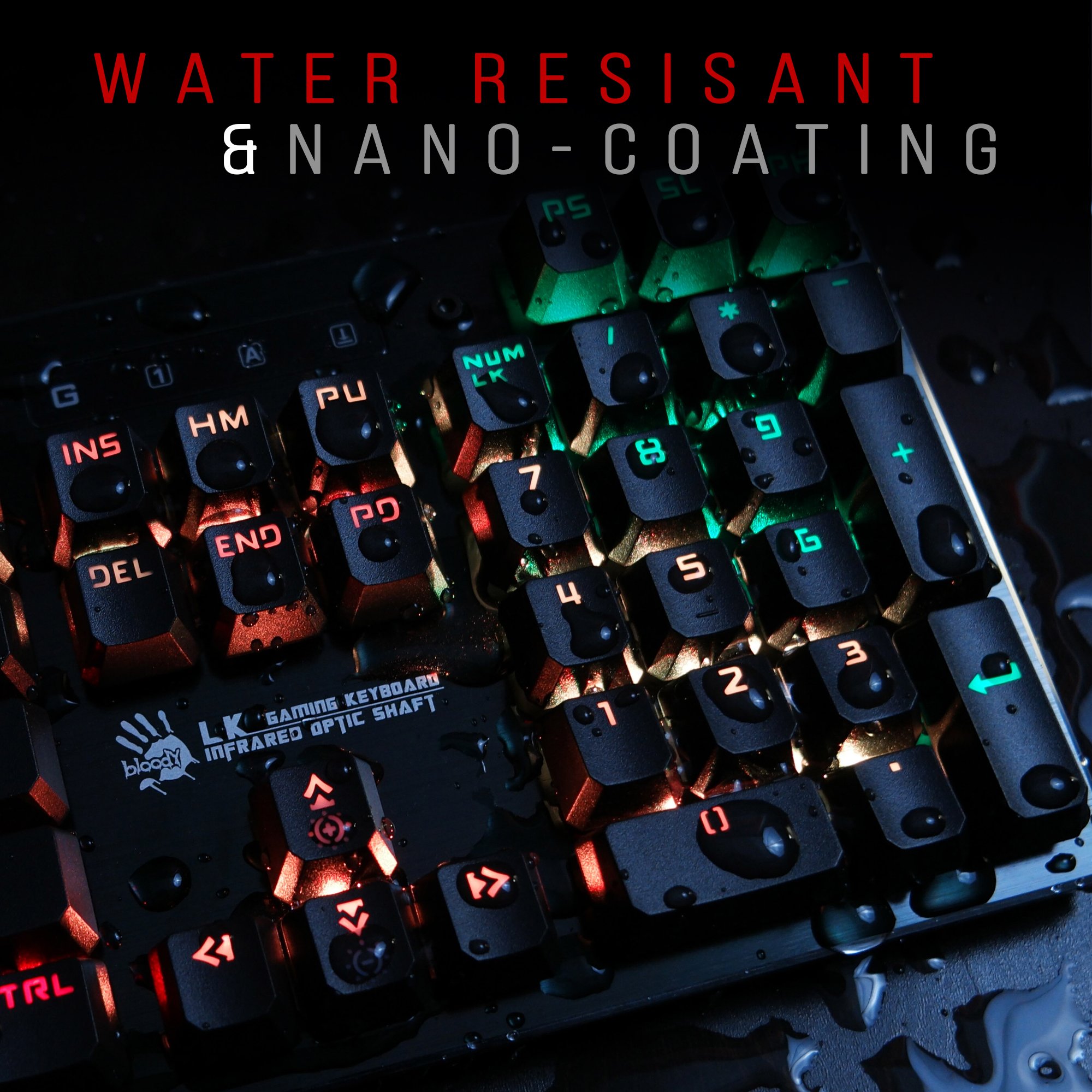 Bloody B820 Optical Mechanical Gaming Keyboard with Individually Backlit RGB LED Keys Wired, 104 Keys Standard, Red Switch - MX Red Equivalent for Windows PC and Laptop