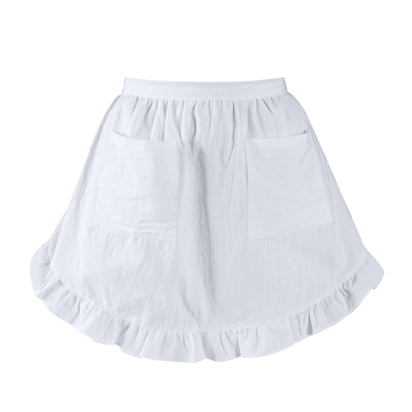 Tosewever Waist Aprons for Women with Pockets, Waitress Costume Apron for Party Cooking Kitchen (Waist Style, White)