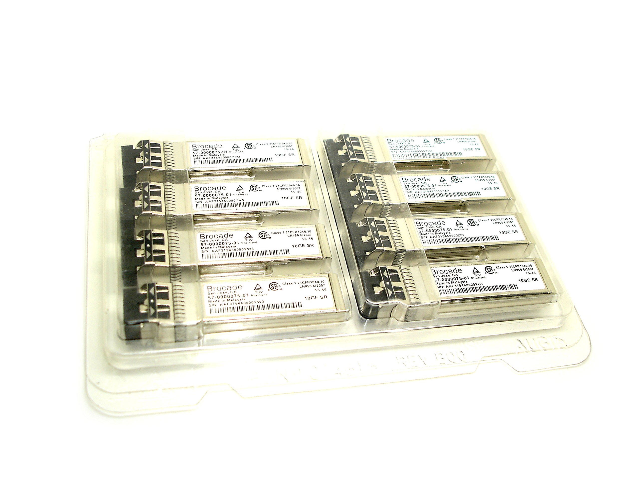 Brocade SFP+ 10G SR 850nm 300m Fiber Optic Transceiver 57-0000075-01 - Lots of 8