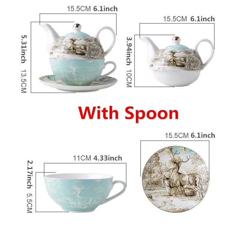 7 Colors Ceramic Tea Kettle Large Floral Colorful Teapot with Handle, Retro Hot Water Cluttered Kettles, No Whistling (Deer)