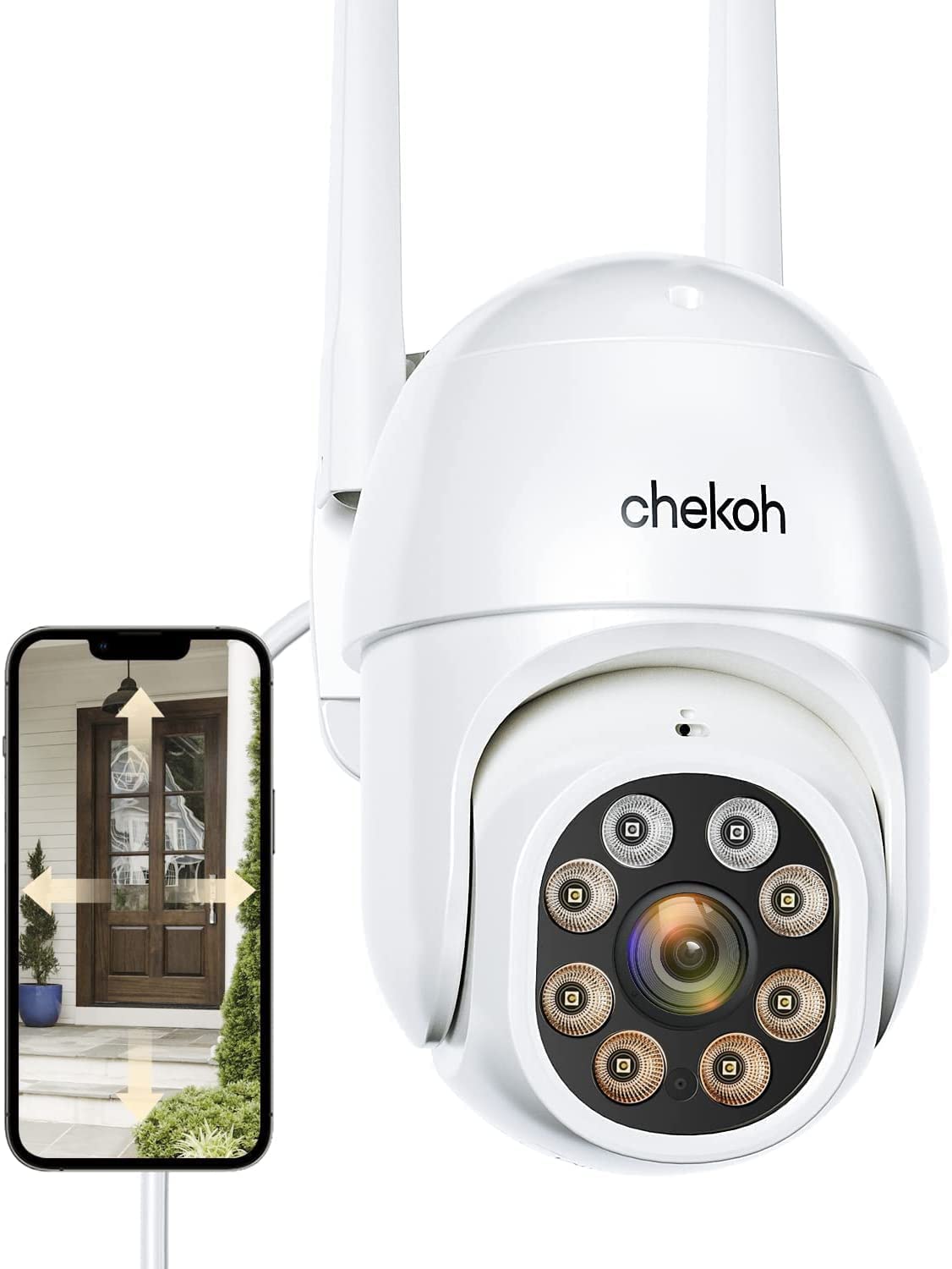 64GB Class 10 Micro SDXC 2K Security Cameras Outdoor - 3MP Color Night Vision Wireless WiFi Home Video Surveillance Pan & Tilt 360°