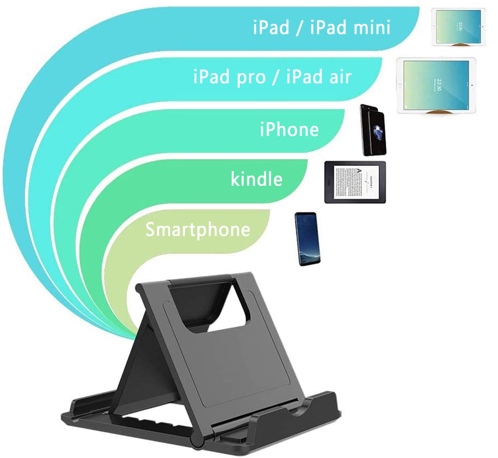 Foldable Portable and Angle Adjustable Phone Tablet Stand Holder for Desktop,Compatible with iPhone 15 14 13 12 11 iPad Pro Air Mini Kindle Galaxy Google PIXL (Large Size)