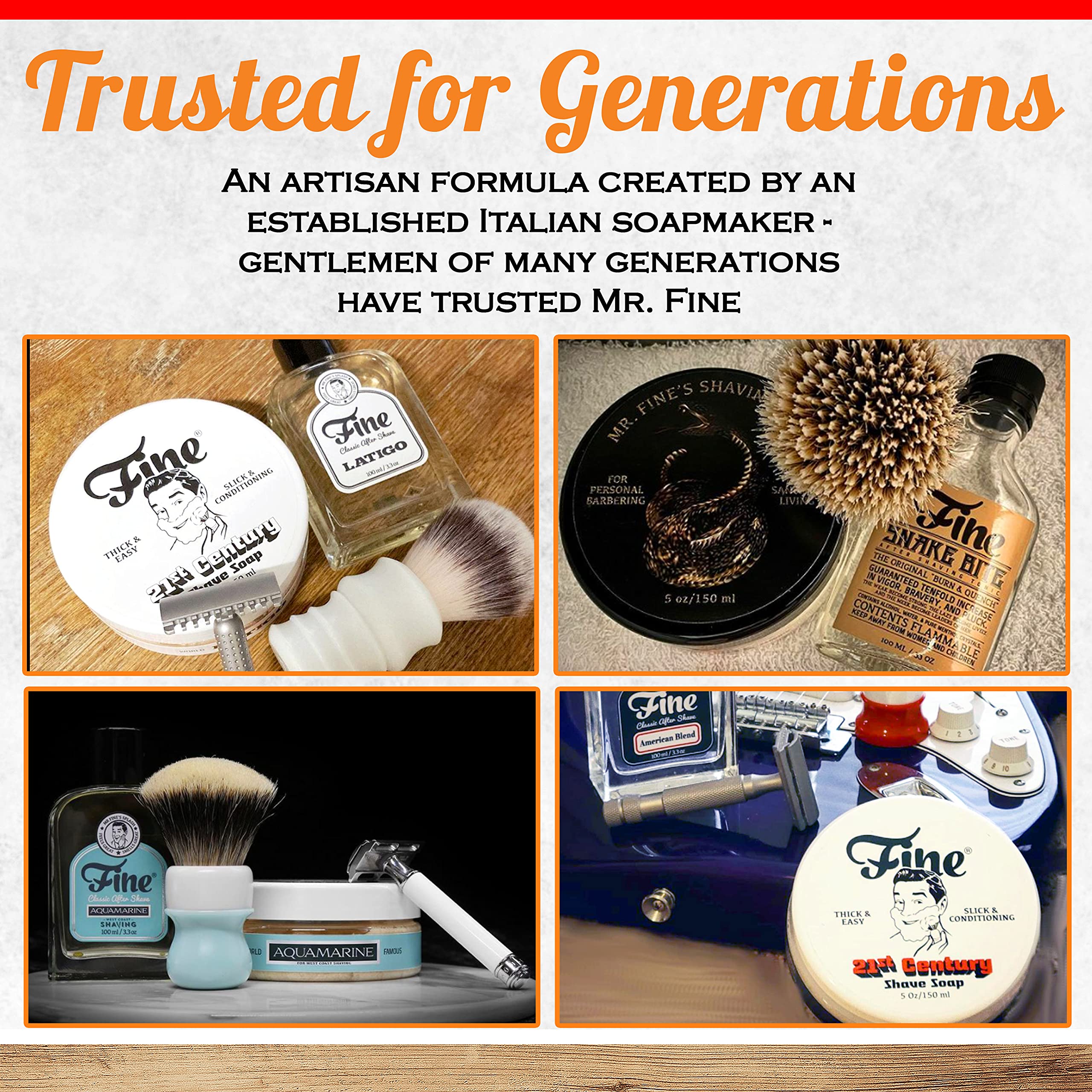 Mr. Fine 21C Men’s Shaving Soap, Builds Thick & Easy Lather, Protects From Razor Burn & Irritation, No Artificial Colors, Made In Italy, 5oz. (150ml), Italian Citrus